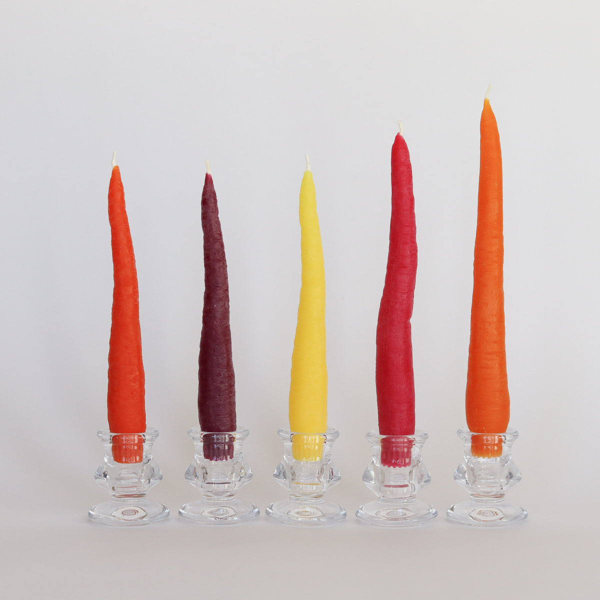 Set of 5 Rainbow Carrot Taper Beeswax Candles by Happy Organics – Haand